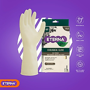 ETERNA Ecological Gloves, Gloves for Kitchen and Household Cleaning, Excelent Grip, Eco-Friendly, 100% Natural, Size L, 2.12 Oz