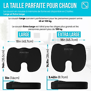 FORTEM Chair Cushion, Seat Cushion for Office Chair, Lumbar Support Pillow for Chair, Car Seat Cushion, Back Support Memory Foam Pillow Washable Cover (Black, Mesh)