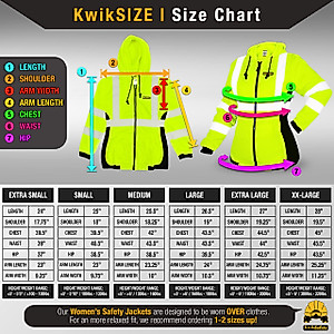 KwikSafety - Charlotte, NC - ROGUE Safety Jacket for Women [NO FUZZ BALLS] Class 3 ANSI OSHA Reflective Hi Vis Womens Fleece Hoodie/Yellow Medium