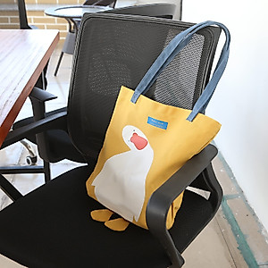 KKC HOME ACCENTS Duck Canvas Tote Bag Cute Aesthetic School Shoulder Bag Reusable Grocery Shopping Bags for Women Teacher Mother as Gifts Washable