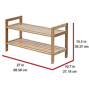 Oceanstar 2 Tier Bamboo Shoe Rack, Brown