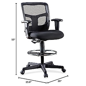 Lorell Ratchet Mesh Mid-Back Stool Chair 2.6" Height X 75.8" Width X 27.3" Length Black