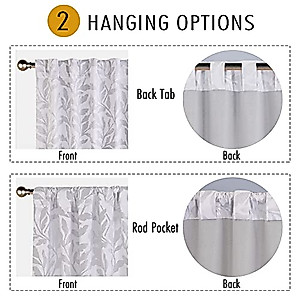 OVZME Velvet White Blackout Curtains, Thermal Insulated Curtains 100% Room Darkening Drapes, Super Soft Leaves Luxury Curtains for Living Room Bedroom 2 Panels, Rod Pocket&Back Tab, White, 52x84