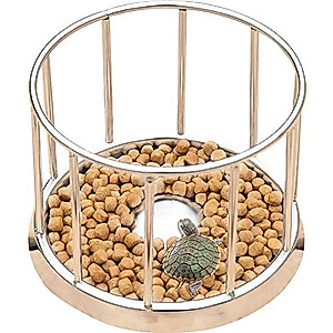 La La Pet® Stainless Steel Reptile Turtle Food Water Dispenser Feeder Food Bowl Feeding Dish for Lizard Tortoise Chameleon Round M
