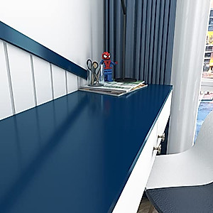 WESTICK Navy Peel and Stick Wallpaper Blue Contact Paper Self Adhesive Removable Cabinet Contact Paper Dark Blue Wallpaper for Kids Bedroom Walls Matte Blue Wall Paper Solid Color 17.71" x 196"