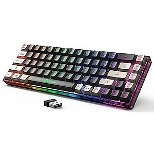 GEODMAER 65% Wireless Gaming Keyboard, Rechargeable Backlit Gaming Keyboard, Ultra-Compact Mini Mechanical Feel Anti-ghosting Keyboard for PC Laptop PS5 PS4 Xbox One Mac Gamer(Black-Grey)