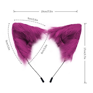 SMILETERNITY Handmade Fox Wolf Cat Ears Headwear Costume Accessories for Halloween Christmas Cosplay Party (Purple)