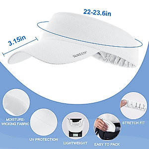 Sukeen Cooling Stretchy Visor Free Size Cool Hat with UV Protection Brim Peak Vizor for Golf,Tennis,Cycling,Running (White)