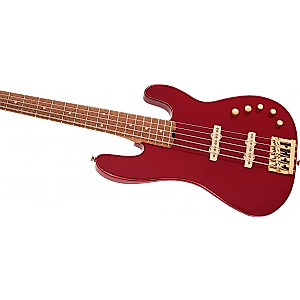 Charvel Pro-Mod San Dimas Bass Guitar JJ V, Caramelized Maple Fingerboard (Candy Apple Red)