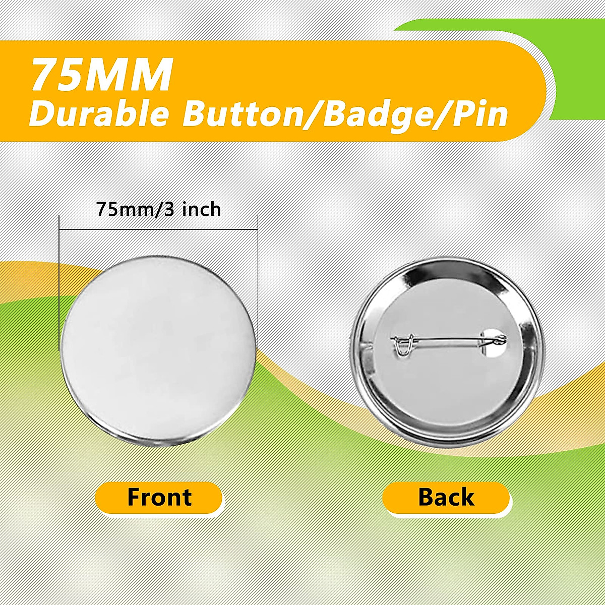 Button Maker Machine 75mm, 3-inch Green Badge Pin Press Button Making Kit with 400Pcs Free Blank Round Button Parts Metal Pin Back & Picture Paper & Plastic Mylar & Cutter, for DIY Keepsake Gift