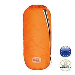 Bonne et Filou Sustainable Dog Jacket Vest Made in Ukraine with Premium Recycled Materials - Lightweight Warm Waterproof Windproof Winter Dog Coat Outfit for Cold Weather(Medium-2, Orange)