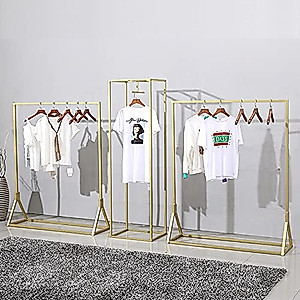 WFDERAN Creative Simple Clothes Retail Heavy Duty Metal Garment Racks,Clothing Store Hanger Storage Shelves,Commercial Wedding Dress Floor-Standing Display Rack (Gold, 75" H)