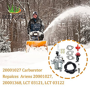 BOSFLAG 20001027 Carburetor Replaces Ariens 20001027, 20001368, Husqvarna/Poulan Pro 436565, 585020402, 532436565, LCT 03121, 03122 for Ariens 08201237, 08201325, 08201214 Ax 208cc 120v Engines