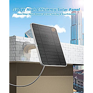 Solar Panel Charger Compatible with Arlo Ultra/Ultra 2/Pro 3/Pro 4/Pro 3 Floodlight Security Camera, 5V 4W Solar Panels Charging IP65 Weatherproof w/ 9.8ft Charging Cable Adjustable Wall Mount, 2 Pack