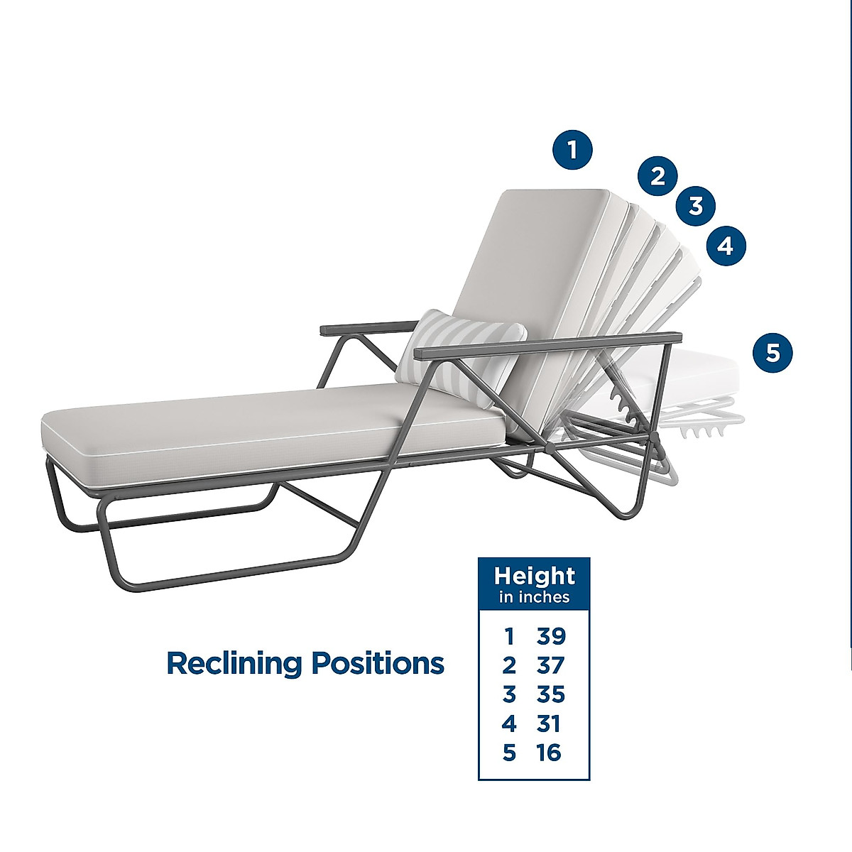 Novogratz 88063CWG1E Poolside Gossip Collection, Connie Outdoor Chaise Lounge, Gray