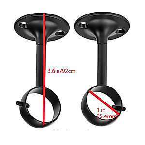 Amazon Basics Curtain Rod Ceiling-Mount Bracket, Set of 2, Black, 4-Pack