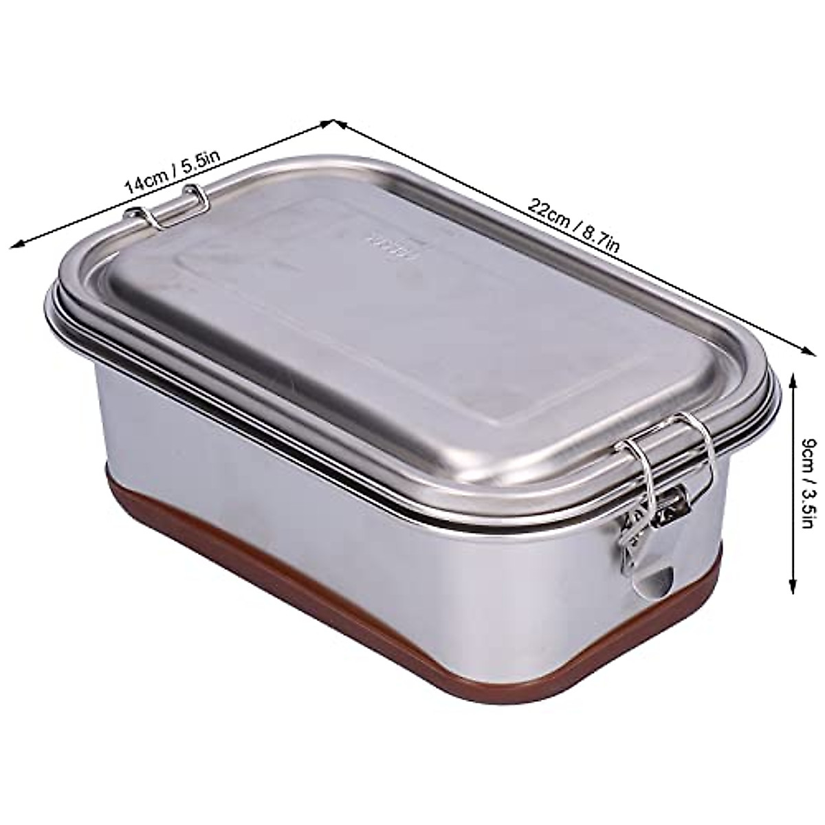 Food Container, Stainless Steel Food Container Bento Lunch Box Waterproof Leakproof Bento Box for Office Camping(Without Compartment)
