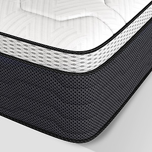 Z-hom King Mattress 14 Inch, King Mattresses Hybrid Spring Mattress in a Box, King Size Foam Innerspring Mattress with Motion Isolation & Pressure Relief for King Bed Frames, Medium Soft, White Grey