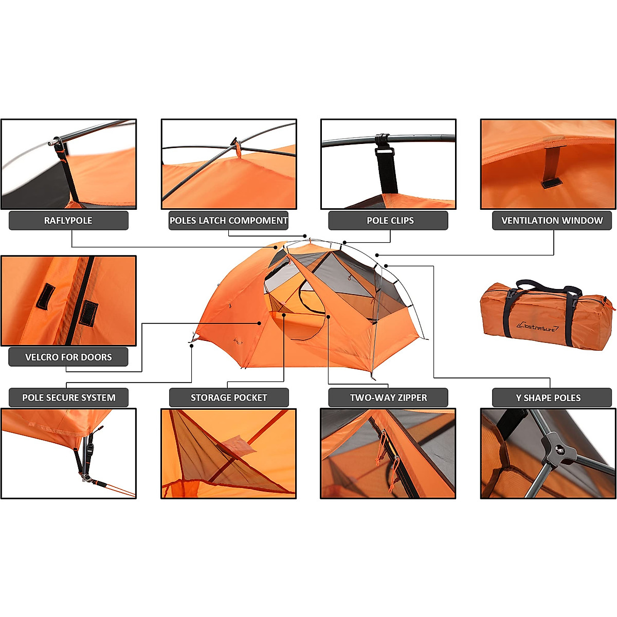 Clostnature Taurus 2 Person Backpacking Tent - Lightweight Two Person Tent for Backpacking, Easy Set Up Waterproof Camping Tent for Adults, Kids, Scouts, Large Size Outdoor, Hiking Gear