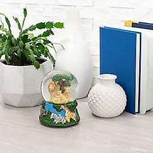 Elanze Designs Lions Zebras Elephants and Giraffes 100MM Music Water Globe Plays Tune Born Free