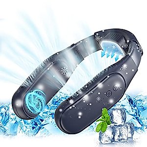 NORMIA RITA 2023 Portable Bladeless Neck Fan with Cooling Chip, Wearable Air Conditioner Fan Quiet Hands-free Personal Fan 4000mAh Rechargeable Small Cooling Fan, Fast Cool Down 50℉-60℉