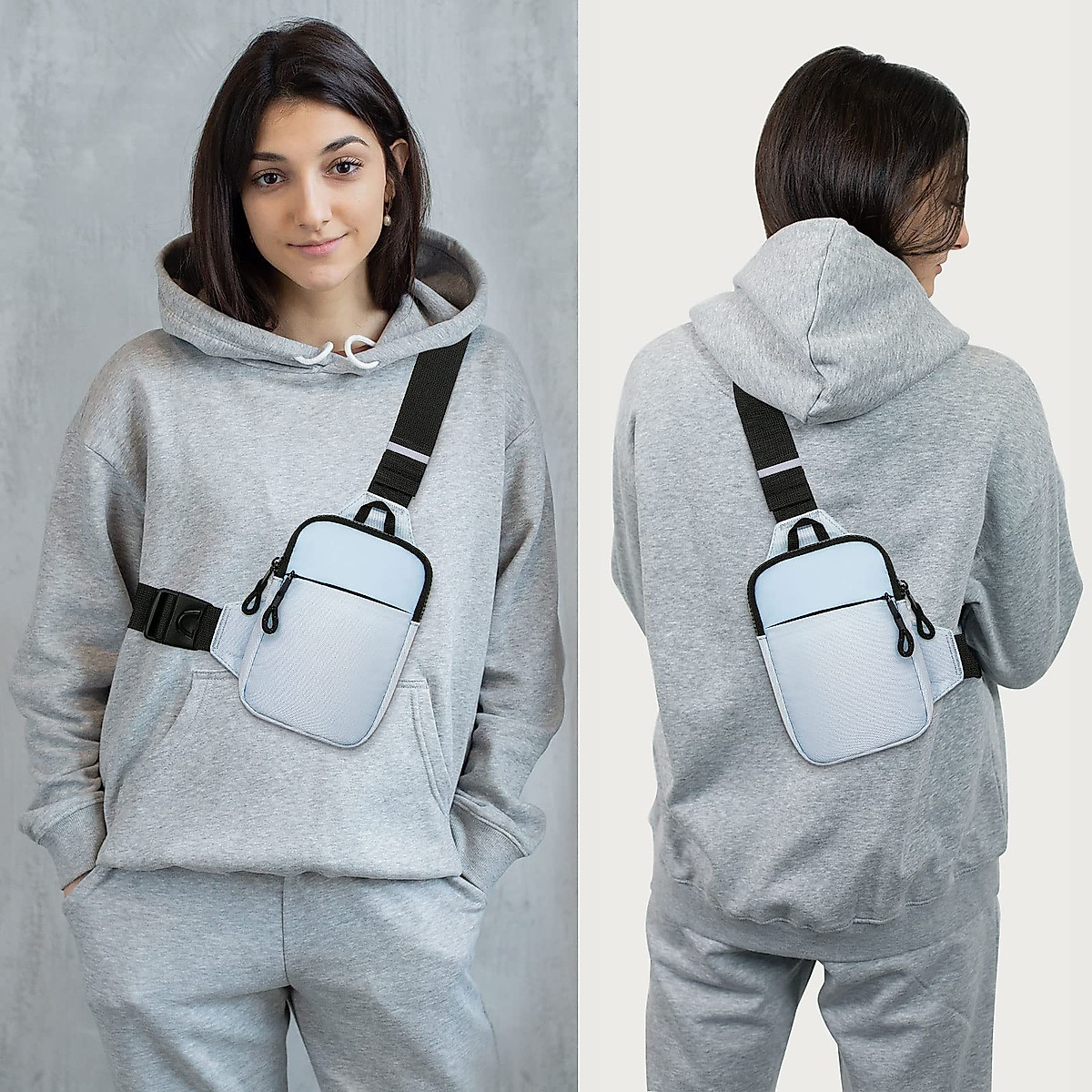 Long Keeper Mini Sling Bag - Men Women Small Waterproof Crossbody Bag Casual Phone Chest Bag for Travelling Hiking (Light Blue)