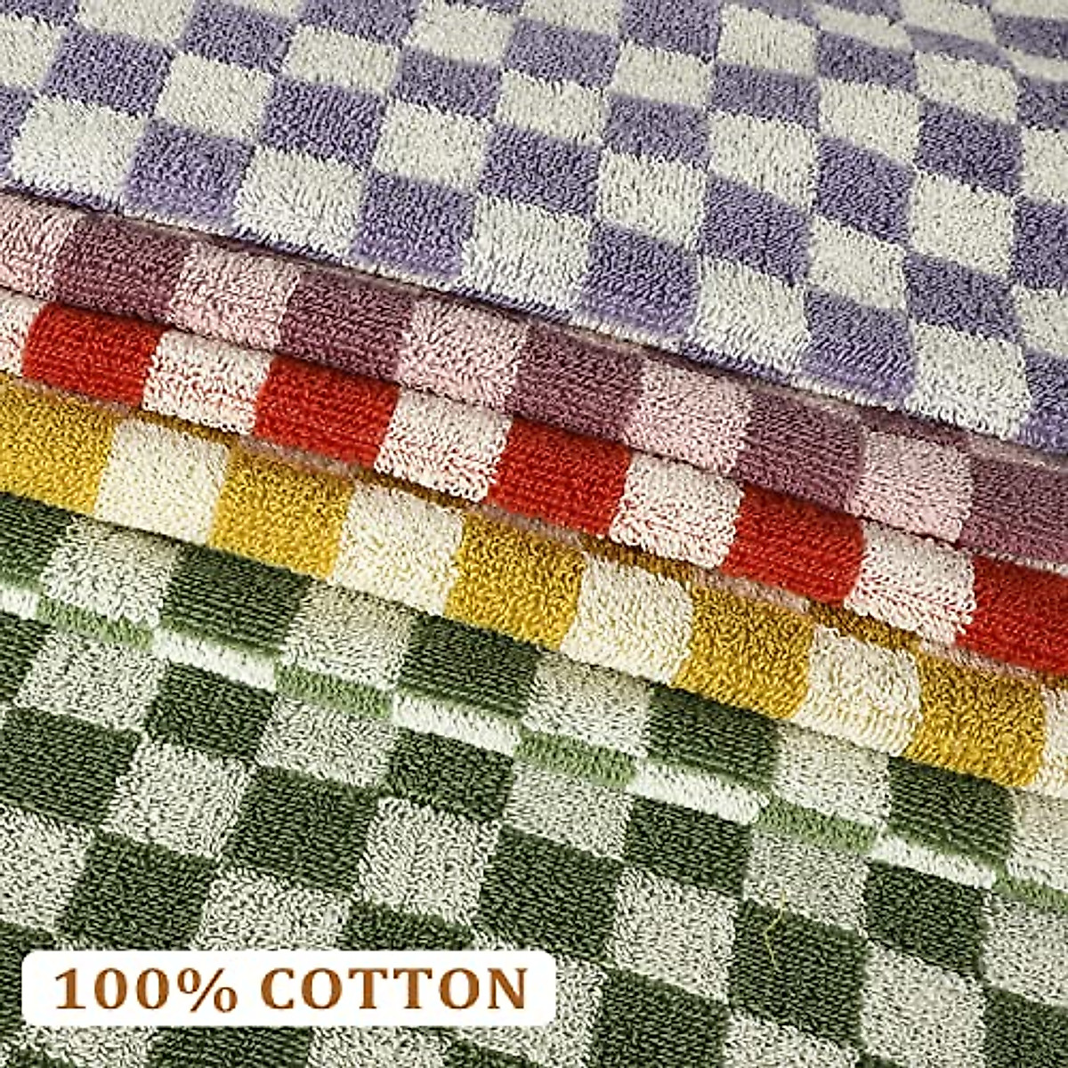 Sawowkuya 5 Pcs Checkered Hand Towels, 100% Cotton Bath Towels Checkered Towel, Soft Absorbent Hand Towels for Bathroom, 13” x 29” Cute Patterned Face Towels for Spa Gym Kitchen