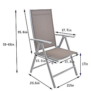 KARMAS PRODUCT Sets of 2 Folding Patio Chairs, Portable Sling Chair with Armrests for Outdoor Lawn Garden Backyard Poolside