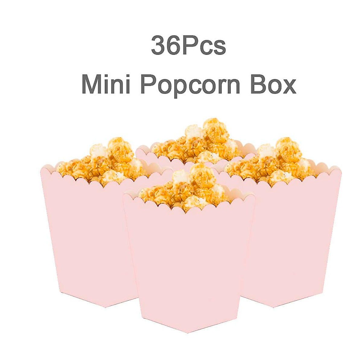 GAKA Baby Pink Popcorn Box Set Of 36 Mini Paper Popcorn Box