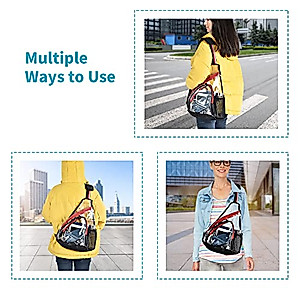 ELUTENG Rope Sling Bags Transparent PVC Larger Capacity with Adjustable Strap Durable Men Bags Shoulder Crossbody with Bottle Holder Casual Clear Bag Stadium Approved, Travel, Hiking