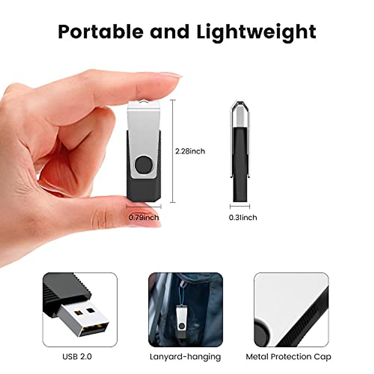 MONGERY 16GB USB Flash Drives 20 Pack Bulk Memory Stick Swivel Thumb Drive Jump Drive with LED Light for Storage and Backup