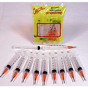 Creative Hobbies® Glue Applicator Syringe for Flatback Rhinestones & Hobby Crafts, 5 Ml with 15 Gauge Orange Precision Tip - Value Pack of 10