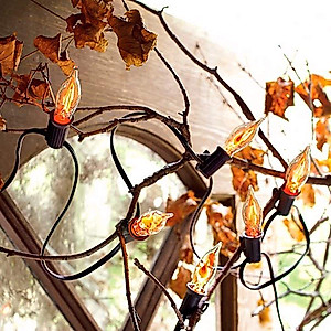 SUNSGNE Christmas Flicker Flame Light Bulbs, Crystal Clear Flame Tip Candelabra Bulbs, Flickering Replacement Bulbs Dances with a Orange Flame, 1 Watt, 120 Volt, E12 Candelabra Base, 12 Pack