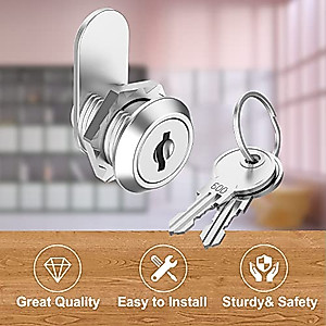 Hecfu 1 Pack Cabinet Locks with Keys, 5/8" Cam Lock keyed Alike, Secure Drawer File Cabinet Mailbox Lock Replacement RV Storage Locks, Zinc Alloy