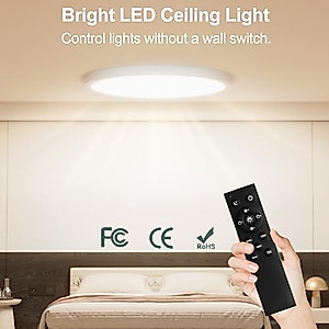 luckystyle 12inch/20W Remote Dimmable LED Flush Mount Ceiling Lights with Smart APP Custom Color Temperatures, Daylight White Ceiling Light Fixture Round Ceiling Lamp for Kitchen Bedroom Child's Room