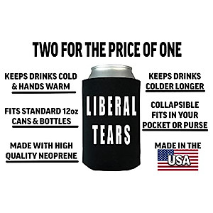 Funny Joke Liberal Tears Collapsible Beer Can Bottle Beverage Cooler Sleeves 2 Pack