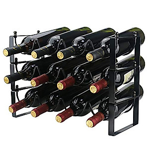 Ogrmar 3 Tier Stackable Wine Rack Countertop Cabinet Wine Holder Wine Storage Shelf Hold 12 Bottles for Kitchen, Bar, Pantry, Wine Cellar, Basement, Countertop, Cabinet