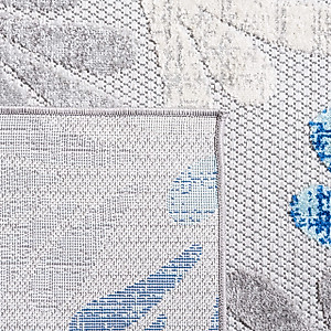 SAFAVIEH Cabana Collection Area Rug - 8' x 10', Grey & Blue, Floral Design, Non-Shedding & Easy Care, Indoor/Outdoor & Washable-Ideal for Patio, Backyard, Mudroom (CBN800F)