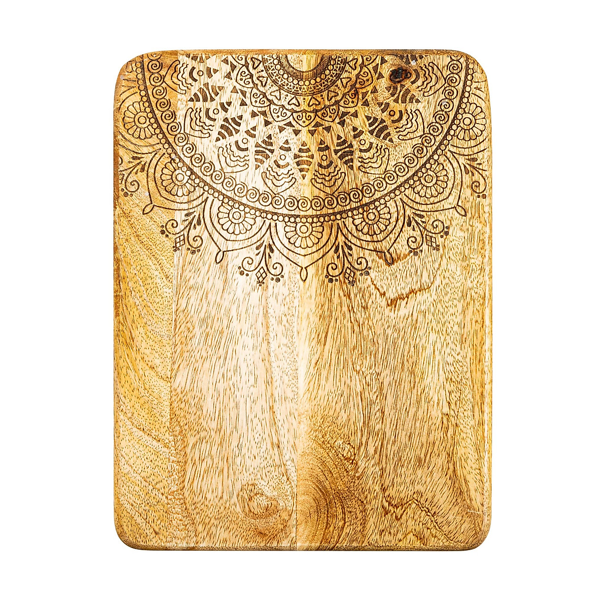 Bloomingville Boho Wood Charcuterie Laser Design, Natural Cheese/Cutting Board