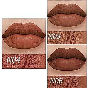 CAKAILA 3 Pcs Nude Brown Lipstick for Women Nude Lip Liner Set,Dark Brown Frost Lipsticks,Dark Brown Burgundy Mauve Matte Lipstick Lip Liner Set Long Lasting Waterproof 24 Hour Lipstick