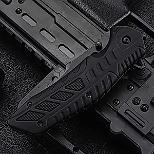 Coolseed Folding Pocket Knife 3.7” Stainless Steel Blade with Black-Oxide Coating with Nylon Handle for Camping Hunting Survival Indoor and Outdoor Activities Camping (pure black)