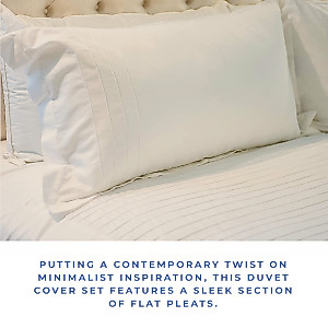 Kotton Culture Moroccan Streak Duvet Cover 3 Piece 100% Egyptian Cotton with Zipper & Corner Ties Breathable All Season 600 Thread Count Sateen Weave Comforter Cover (Cream, Queen)