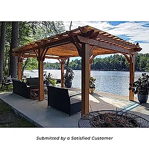 Backyard Discovery Beaumont 20x12 ft All Cedar Wood Pergola, Durable, Quality Supported Structure, Snow and Wind Supported, Rot Resistant, Backyard, Deck, Garden, Patio, Outdoor Entertaining