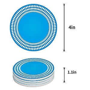 QUANJJ Blue Texture Rhombus Coasters Ceramic Set Round Absorbent Drink Coaster Coffee Tea Cup Placemats Table Mat (Color : D, Size : 8pcs)
