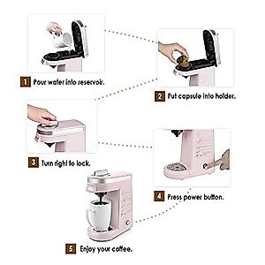 CHULUX Single Serve Coffee Maker,One Button Operation with Auto Shut-Off for Coffee and Tea with 5 to 12 Ounce,Pink