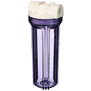 Hydronix HF3-10CLWH12, 10" Clear Housing with White Rib Cap for RO & Filtration Systems, 1/2" Ports