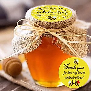 wootile Honey Bee Thank You Stickers 200 Pcs Bee Baby Shower Favor Label 2 Inch Thank You for Beeing Stickers Bzzz-Ness Sticker for Jars Bottle Gift Box Birthday Baby Shower Party Favor Label Stickers