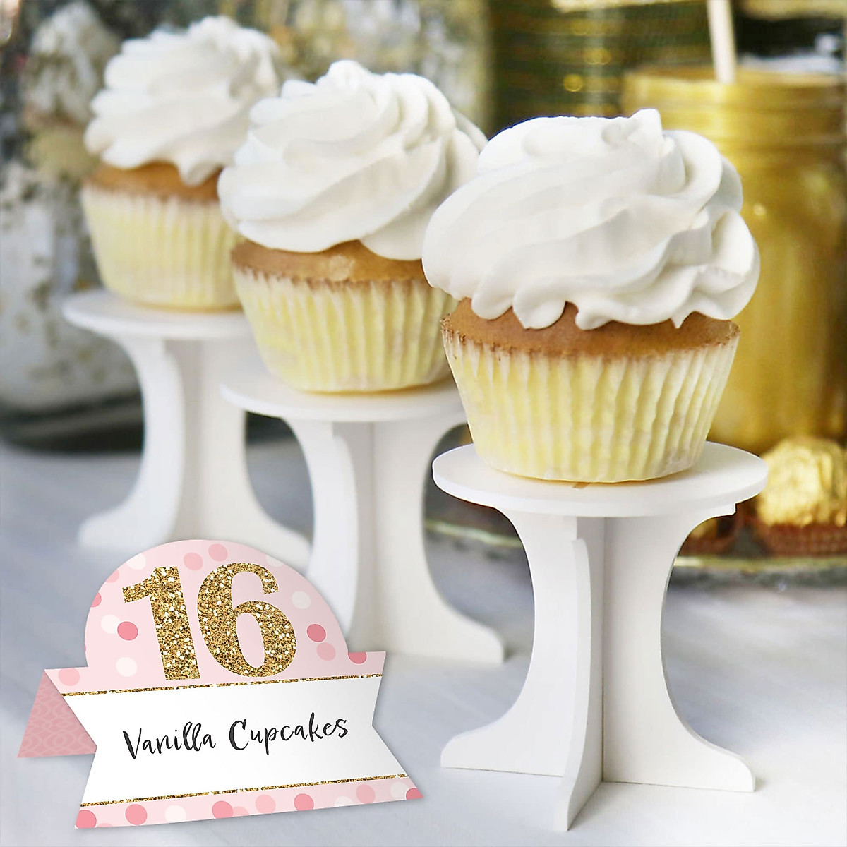 Big Dot of Happiness Sweet 16-16th Birthday Party Tent Buffet Card - Table Setting Name Place Cards - Set of 24