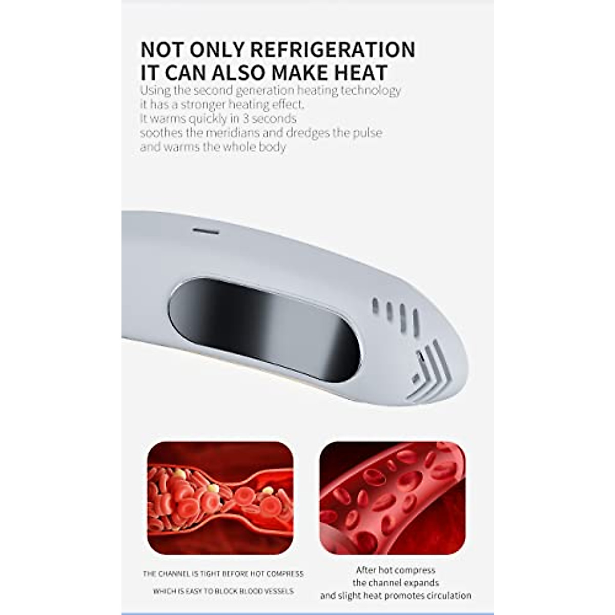 2022 upgraded cooling heating three-sided large-area Portable Air Conditioner Neck Fan heatstroke prevention camping holiday hanging It can also be used on vacation to cool the face, white