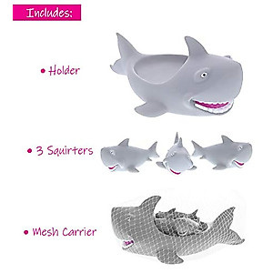 Dollibu Family Animal Bath Squirters 4 Piece Bath Toy Set, Toddler Bath Toys for Bathtime & Water Fun, Girls & Boys Floating Rubber Squirt Toys, Floaty Pool Toys for Toddlers & Kids (Gray)